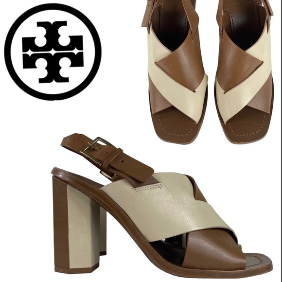 Tory Burch | Shoes | Tory Burch Bleecker Leather Heel Sandal Size 95 ...
